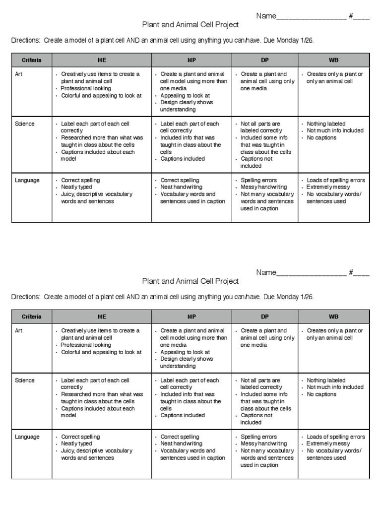 Plant and Animal Cell Model Project | PDF | Human Communication | Cognition