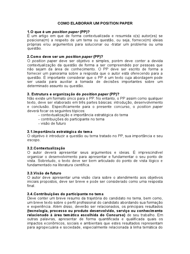 Como Elaborar Position Paper | PDF | Argumento | Conhecimento