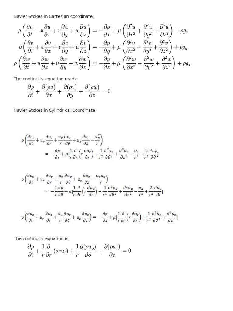 Navier Stokes | PDF | Navier–Stokes Equations | Multivariable Calculus