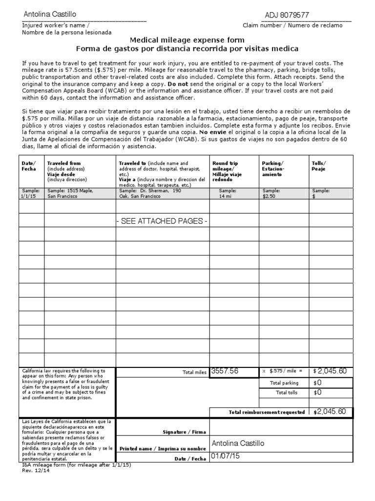 I&a Mileage Form | PDF
