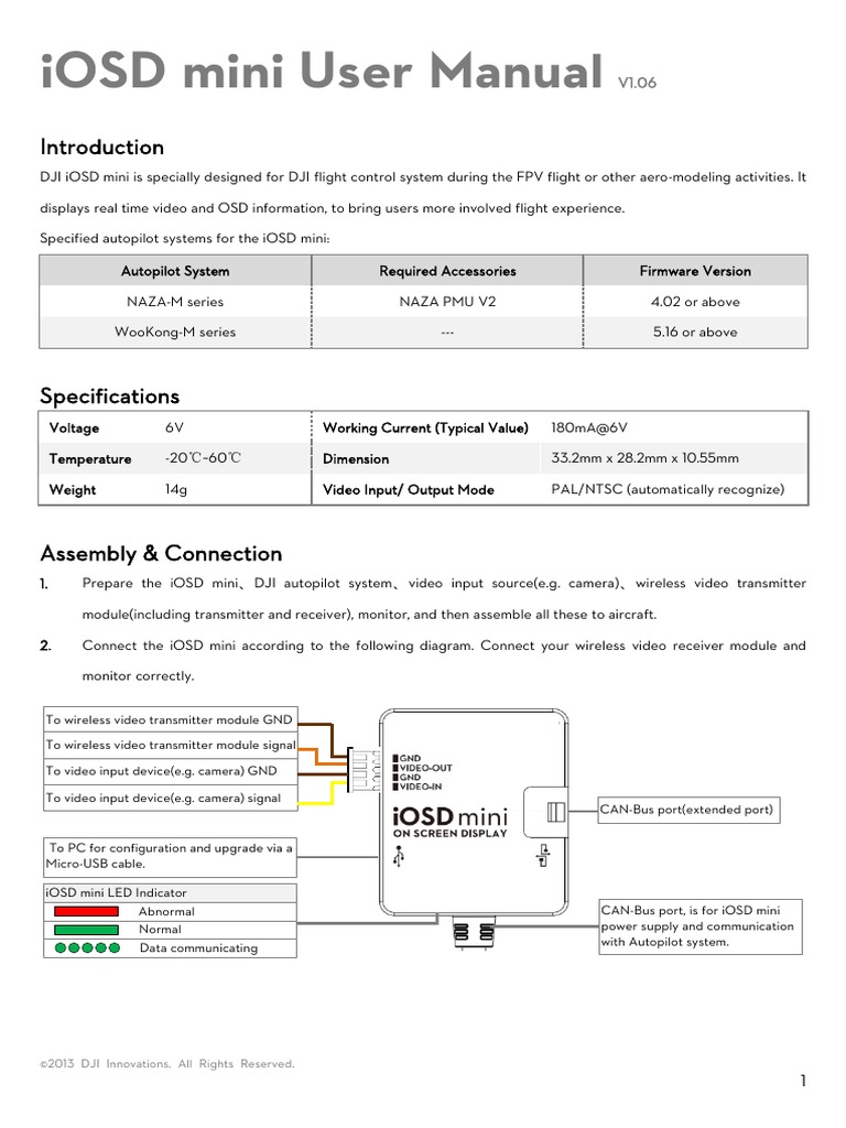 IOSD Mini User Manual v1.06 | PDF | Video | Transmitter