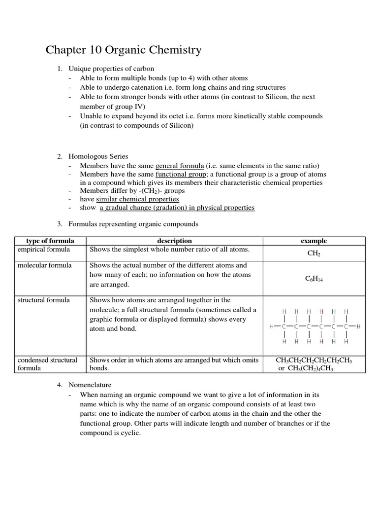 Chapter 10 Organic Chemistry Notes | PDF | Alcohol | Alkane