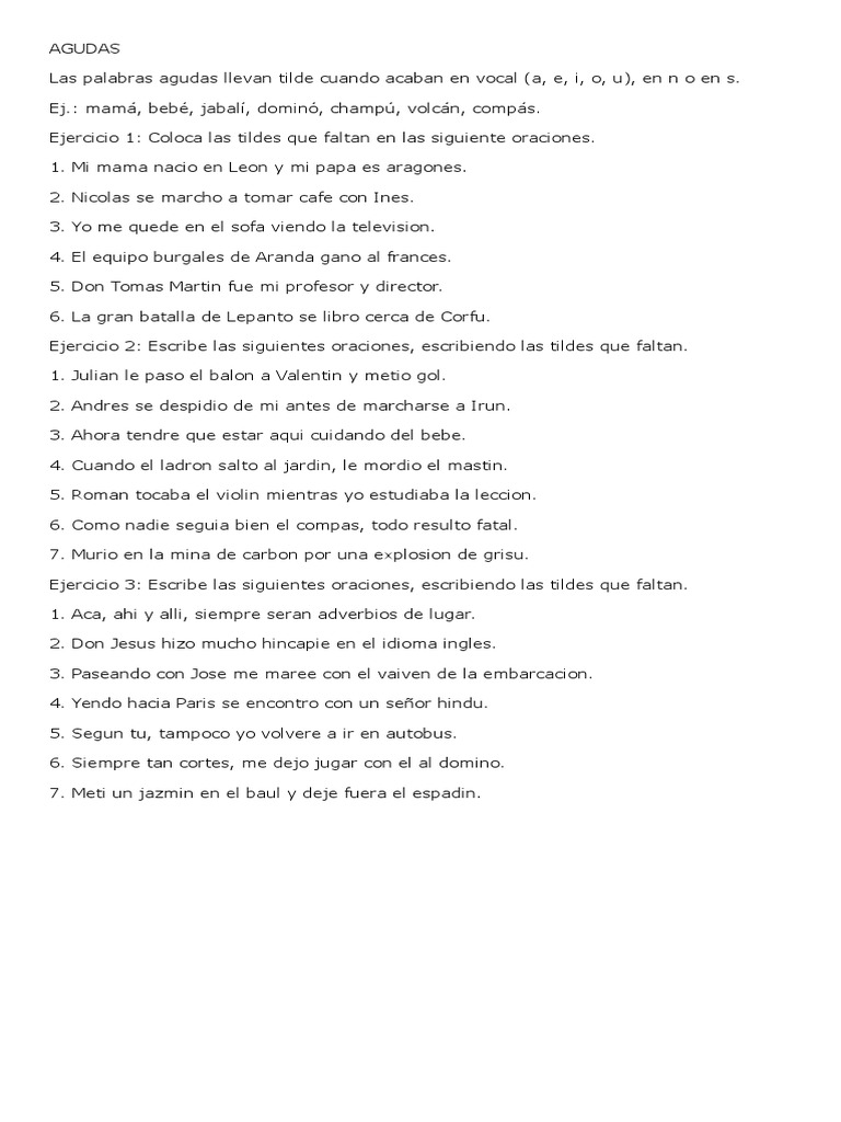Ejercicios de Acentuación y Tildes | PDF | Lingüística | Idiomas