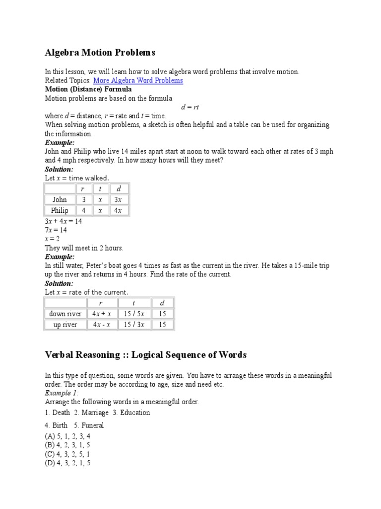 Algebra Motion Problems Guide | PDF | Algebra | Milk