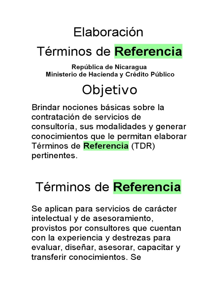 Diapositivas de TDR | PDF | Presupuesto | Salario