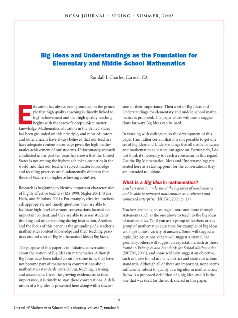 Big Ideas in Mathematics Education | PDF | Fraction (Mathematics ...