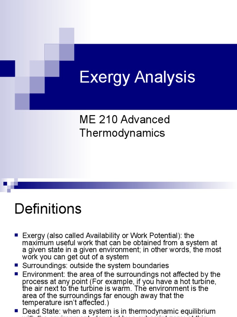 Exergy Analysis.ppt | Exergy | Second Law Of Thermodynamics | Free 30 ...