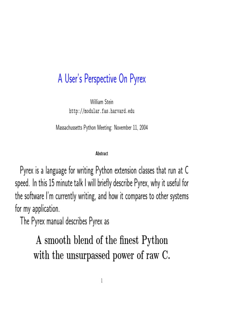 Pyrex Pdf Python Programming Language C 