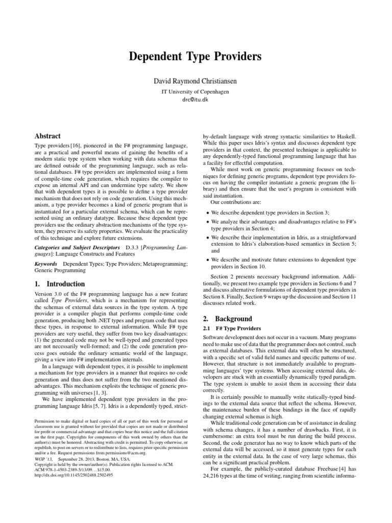 Dependent Type Providers | PDF | Data Type | C (Programming Language)