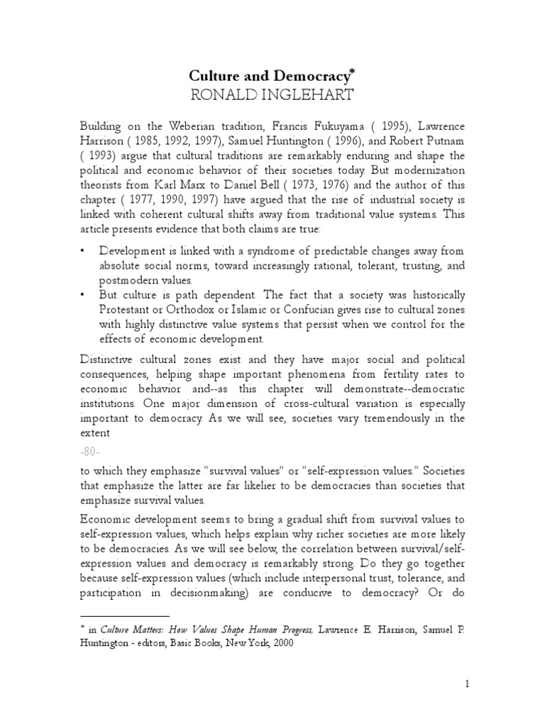 Inglehart Culture and Democracy | PDF