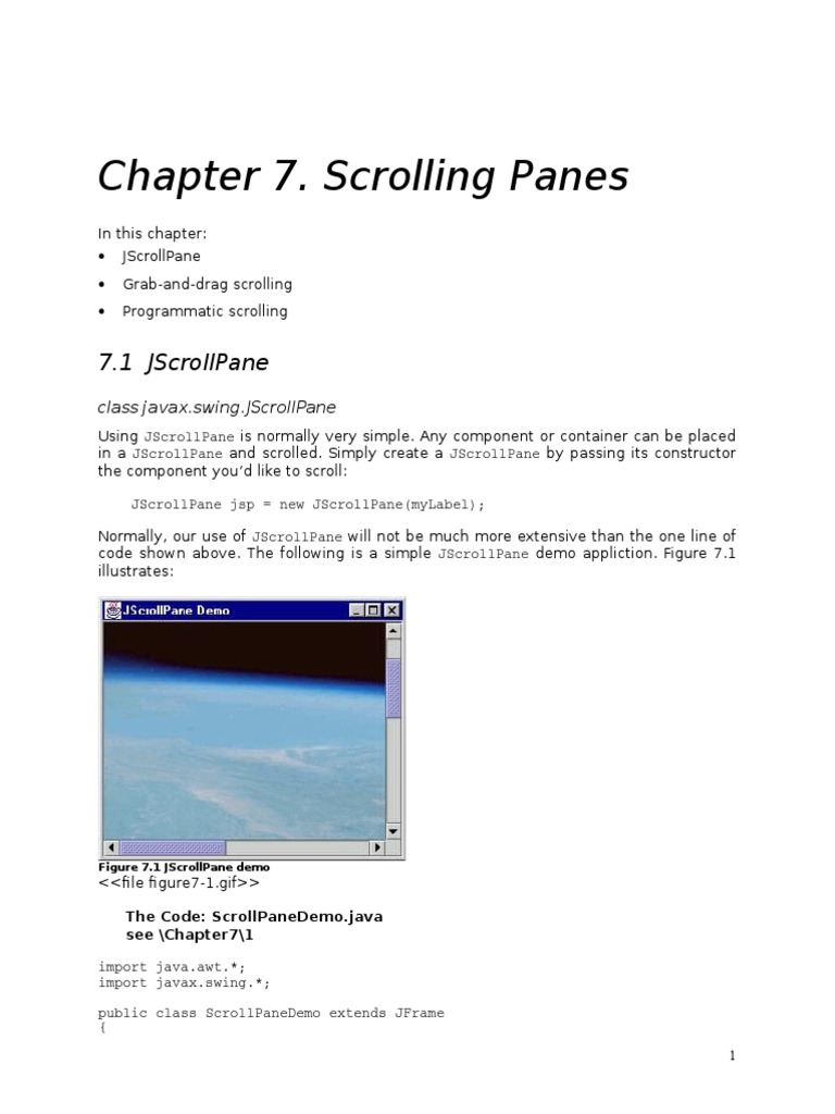 Chapter 7. Scrolling Panes: 7.1 Jscrollpane | PDF | Software ...
