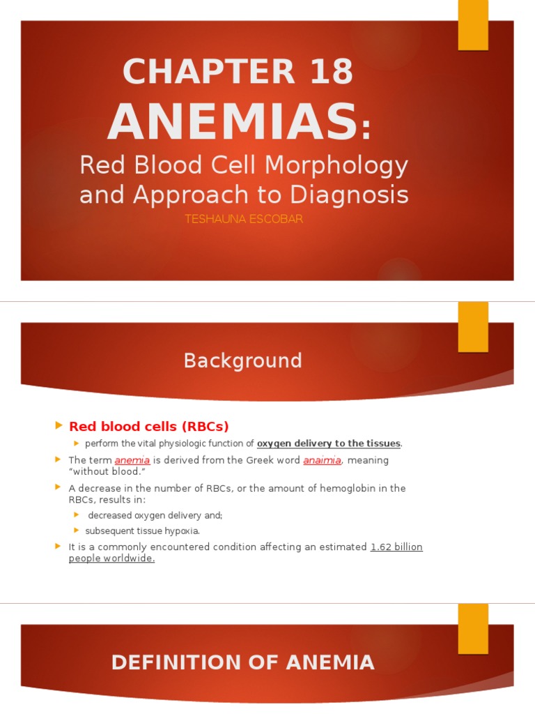 Chapter 18 Anemia Hematology PPT | Anemia | Red Blood Cell