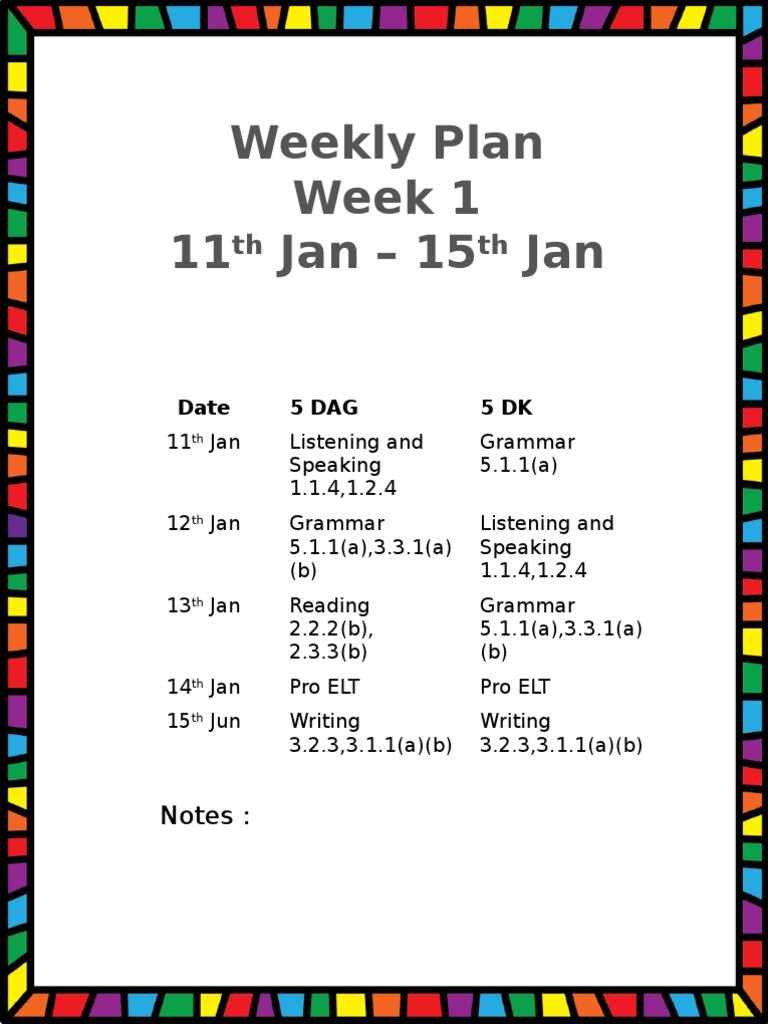 Weekly Language Learning Plan | PDF | Foreign Language Studies