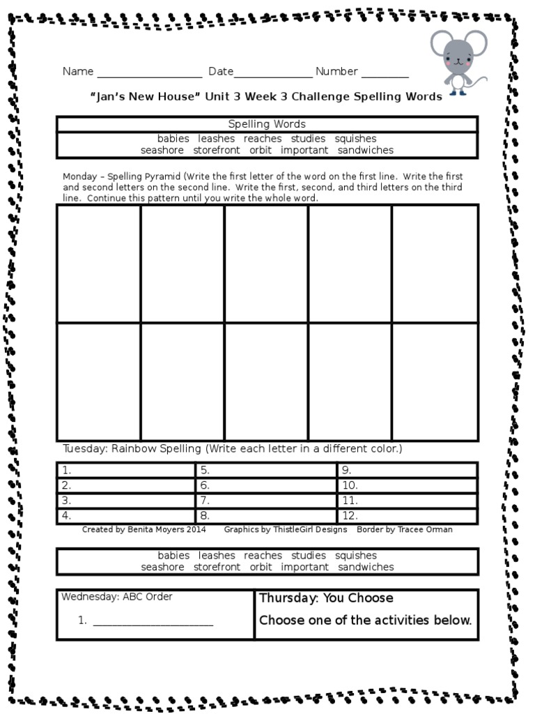 Challenge Spelling Doc For Jans New House | PDF