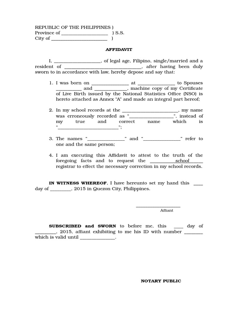 Affidavit of One and the Same Person | PDF | Affidavit | Common Law