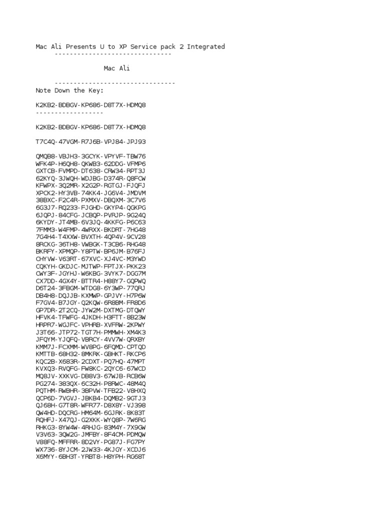 XP SP2 Product Key | Windows Xp | Personal Computers