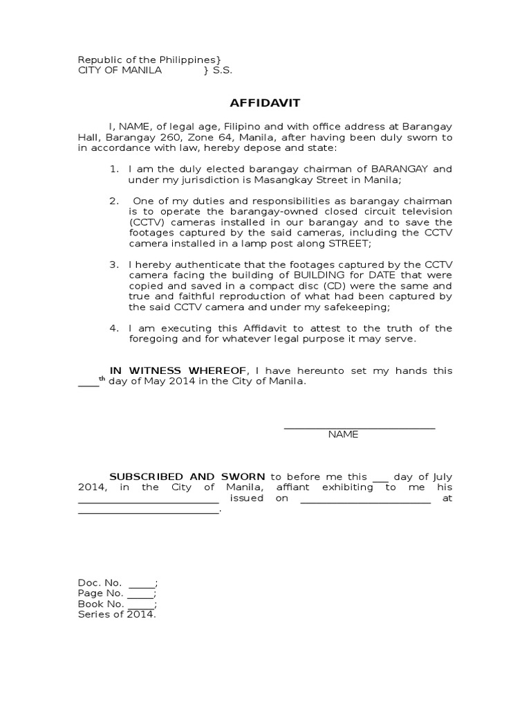 Affidavit of Authentication | PDF