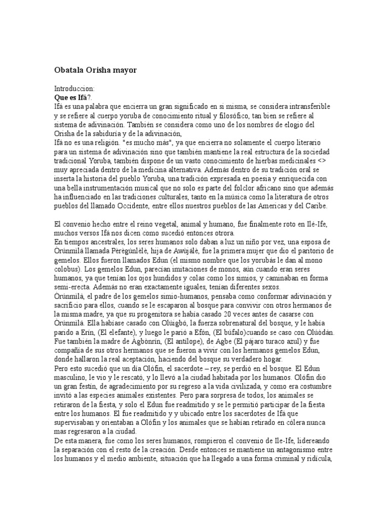 Obatala Orisha Mayor | PDF | Religión y creencia