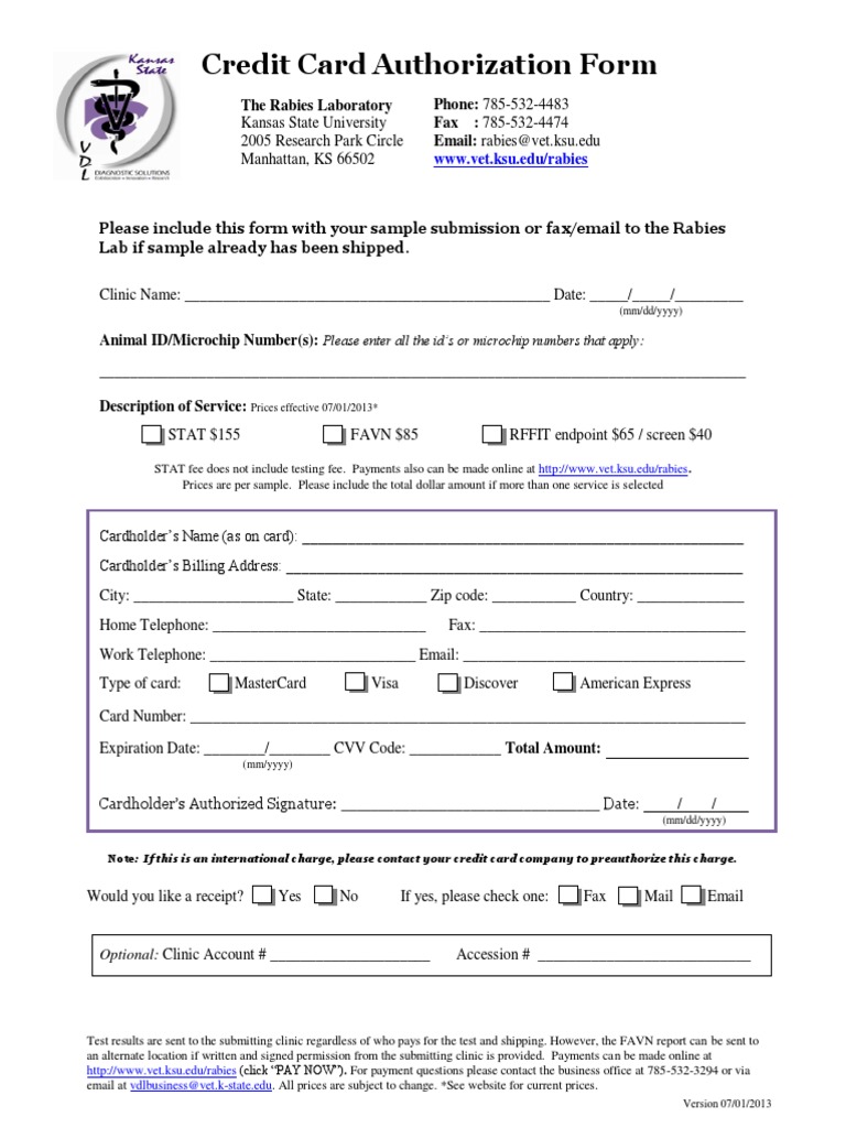 Rabies Test Payment and Submission Form | PDF