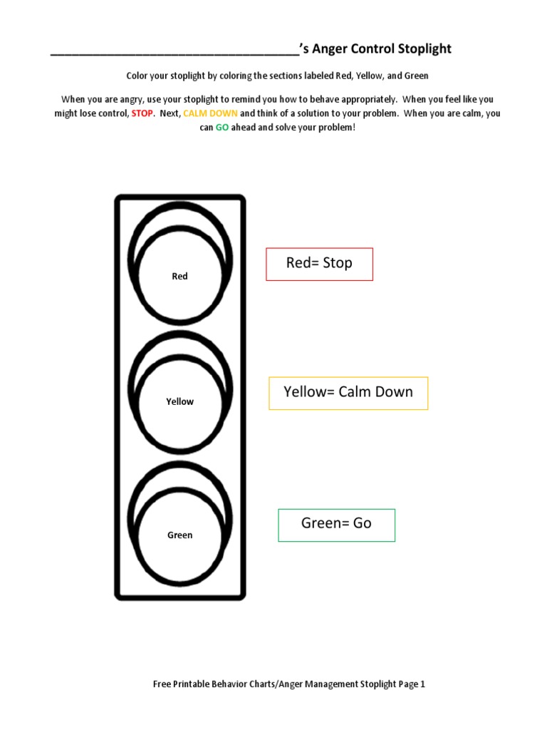 Anger Stoplight To Color | PDF