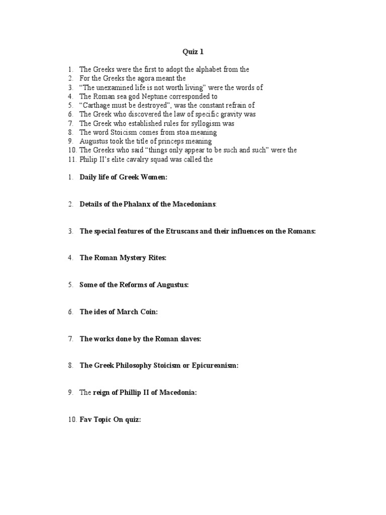 Ancient and Medieval Quiz Guide | PDF | Byzantine Empire | Joan Of Arc