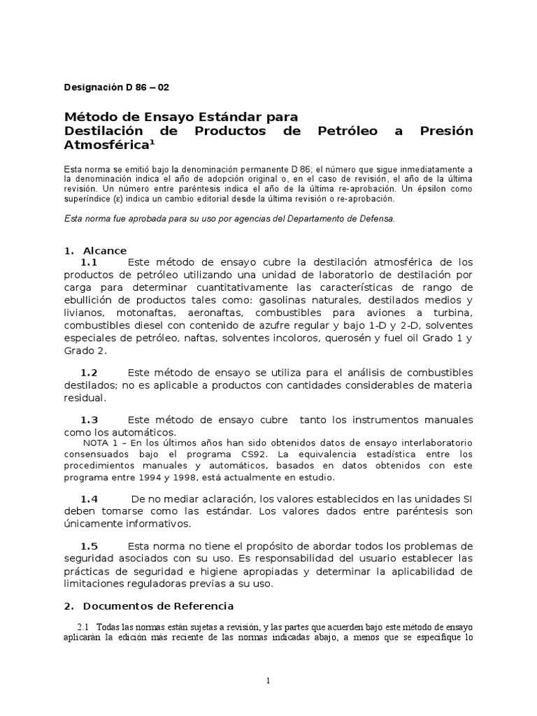 Astm d86 | PDF | Destilación | Evaporación