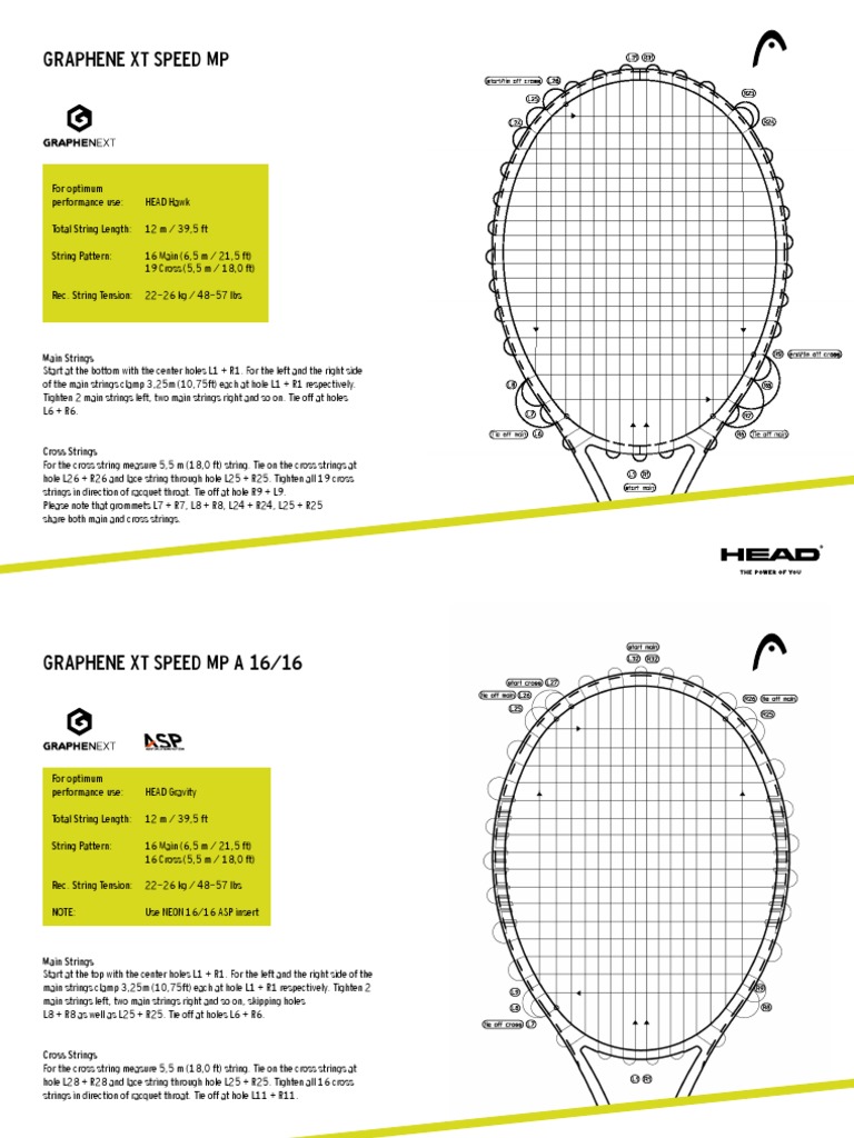 Head Graphene XT Speed Stringing Guide | PDF | Ball Games | Athletic Sports