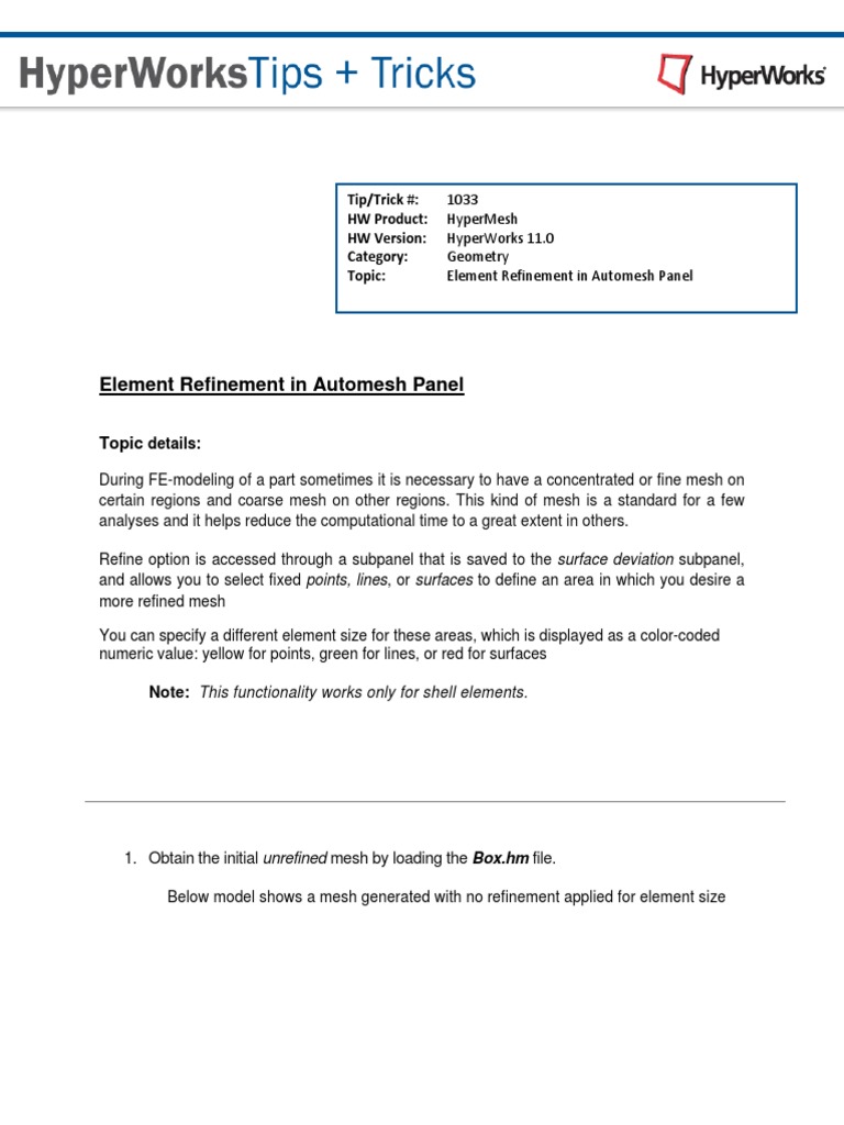 Hypermesh Mesh Refinement | PDF | Areas Of Computer Science | Computing