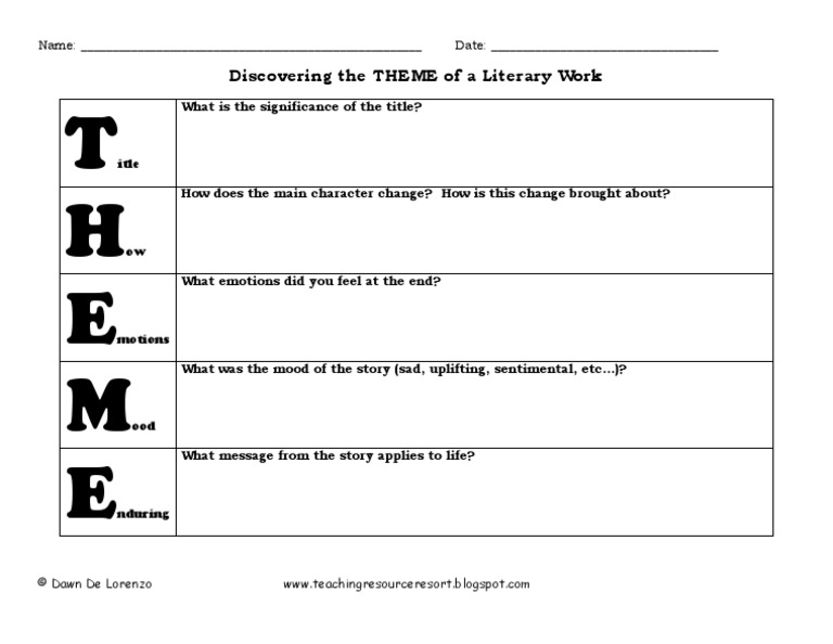 T H E M E: Discovering The THEME of A Literary Work | PDF | Science ...