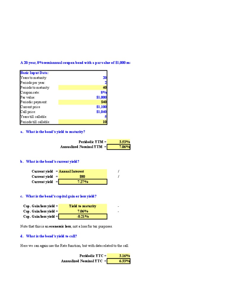 Bonds Calculations | PDF | Bonds (Finance) | Yield (Finance)