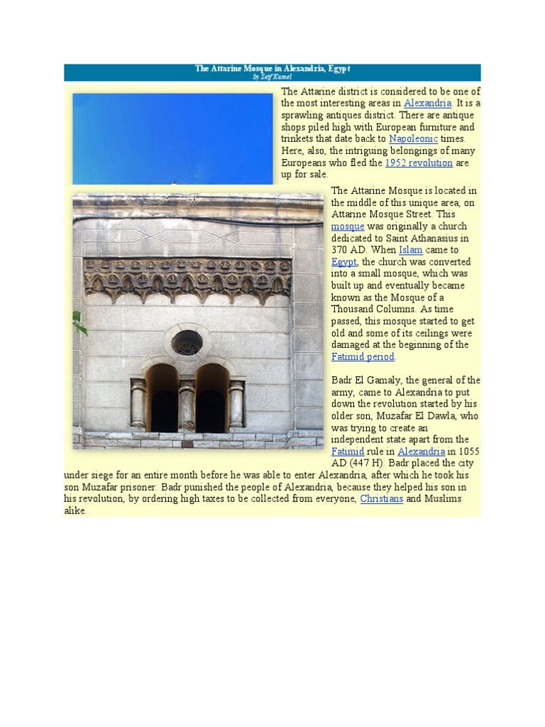 Attarine Mosque: History and Architecture | PDF | Mosque | Dome