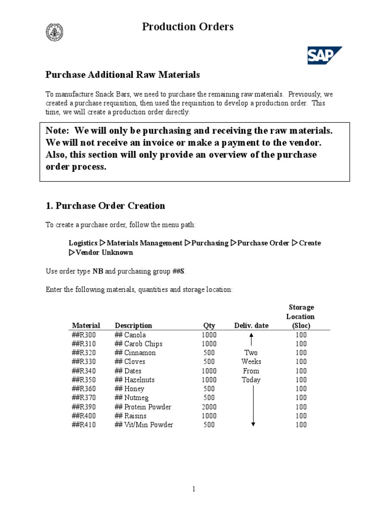 Production Order ECC 6 | PDF | Icon (Computing) | Warehouse