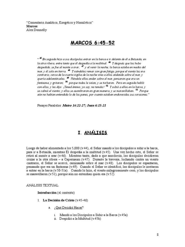 Marcos 6 (45-52) | PDF | Cristo (título) | Evangelio De Lucas