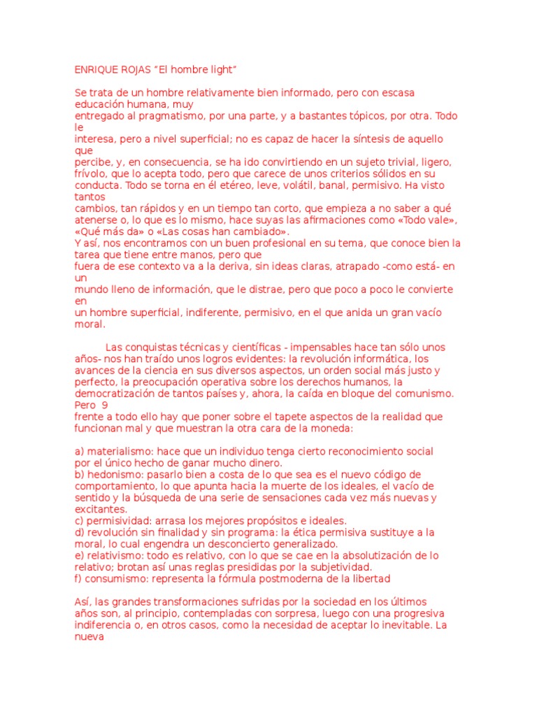 Enrique Rojas Hombre Light | PDF | Existencialismo | Homo Sapiens