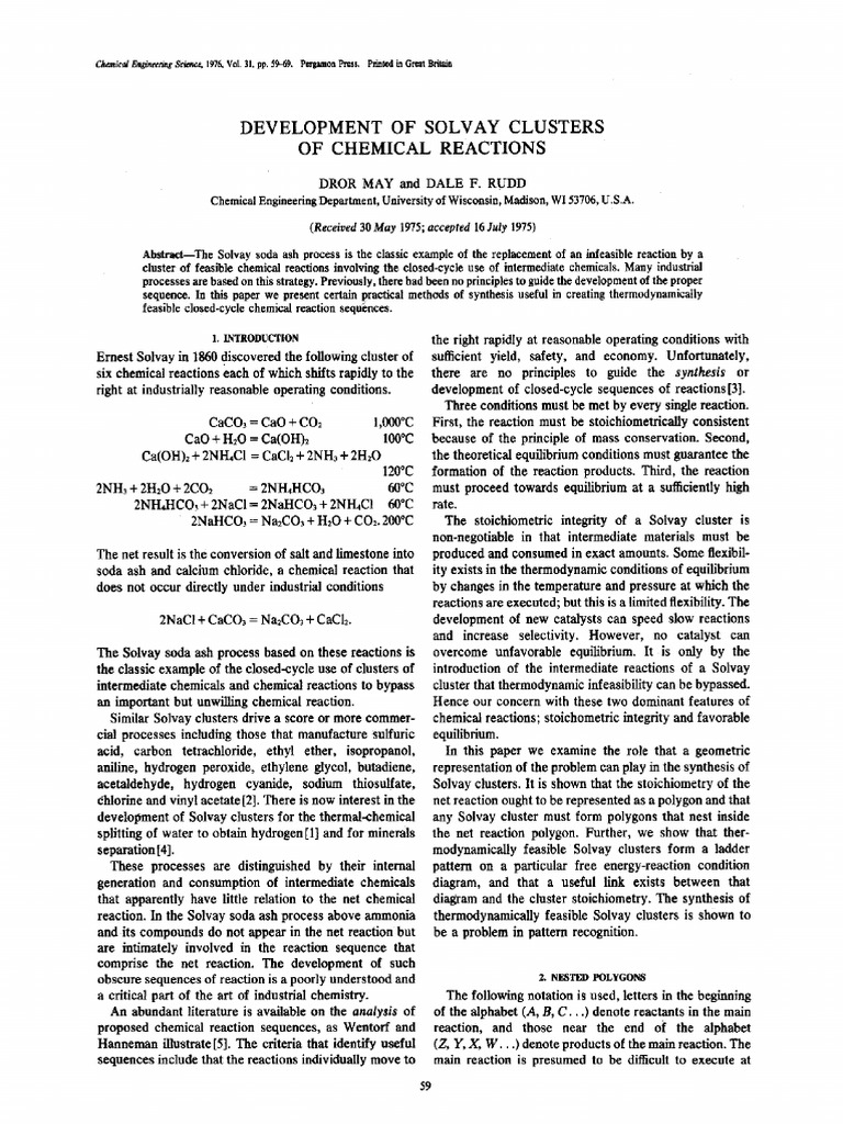 Development of Solvay Clusters of Chemical Reactions | PDF | Sodium ...