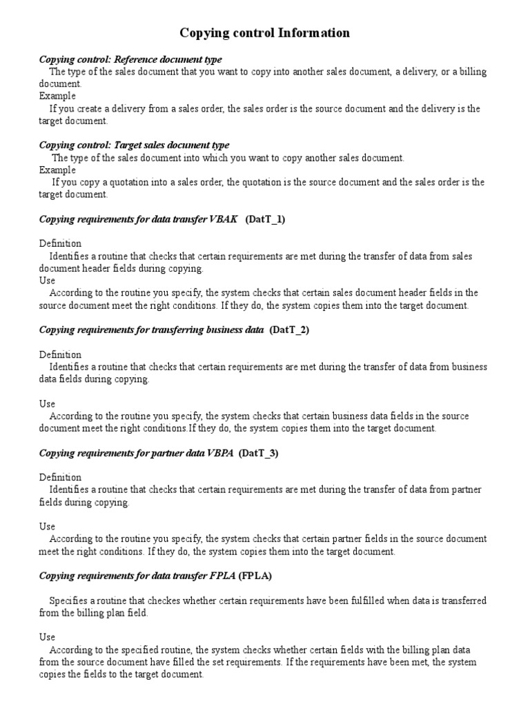 Understanding Copying Control in SAP SD | PDF | Invoice | Subroutine