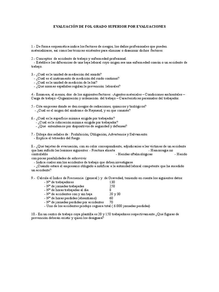 Examenes de Fol Grado Superior | PDF | Derecho laboral | Gobierno