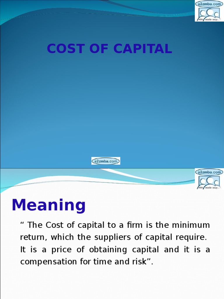 Cost of Capital | Cost Of Capital | Capital Asset Pricing Model