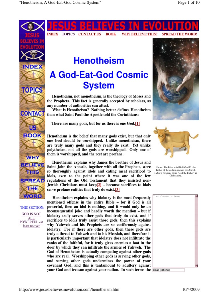 First Christians Believed in Henotheism A God-Eat-God Cosmic System ...