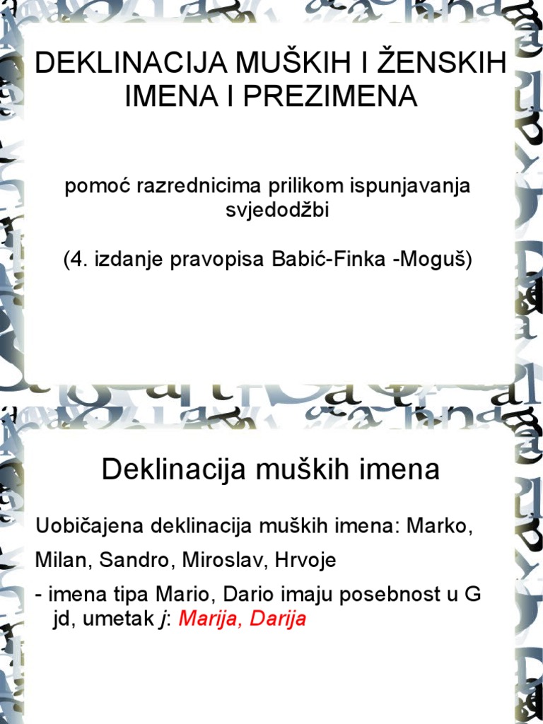 Deklinacija Imena | PDF