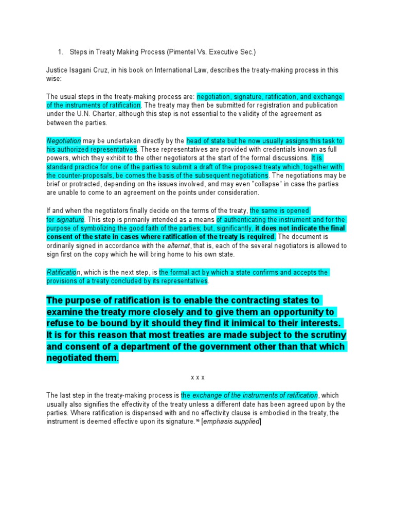 Steps in Treaty Making Process | Treaty | Ratification