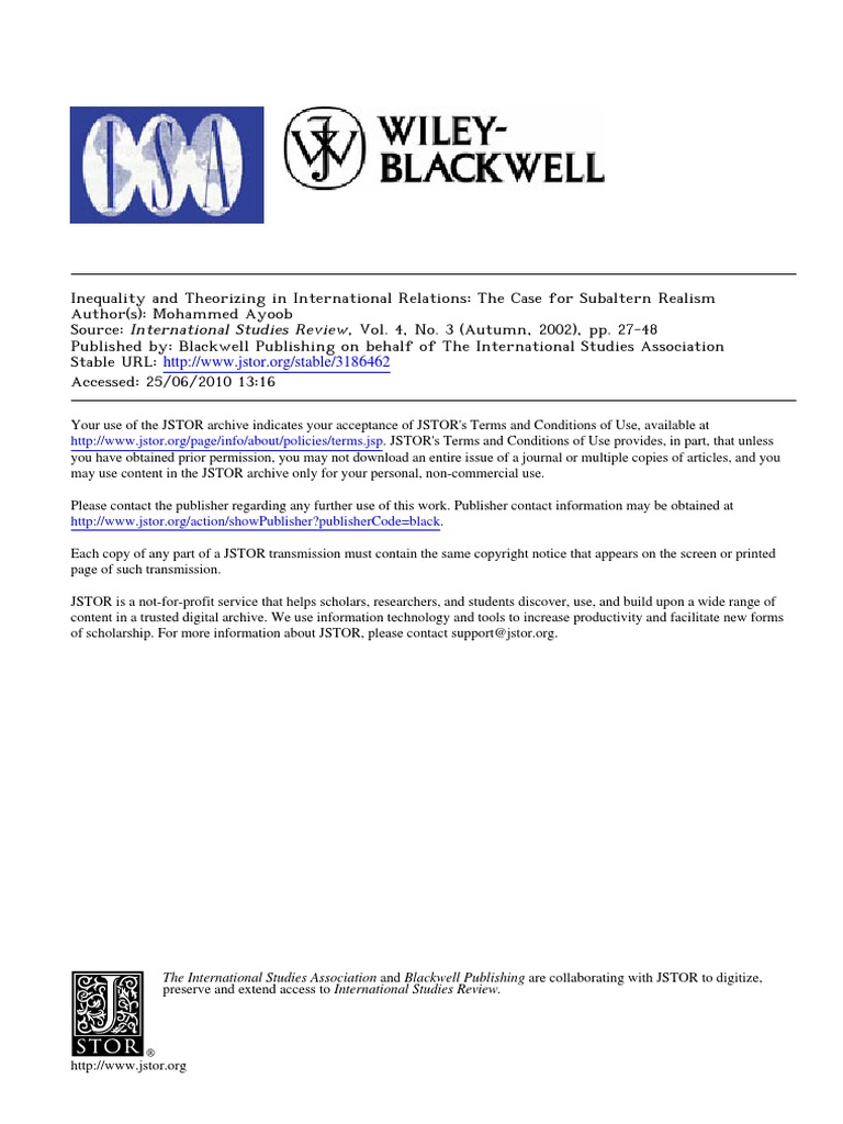 M. Ayoob - Inequeality and Theorizing in International Relations, The ...