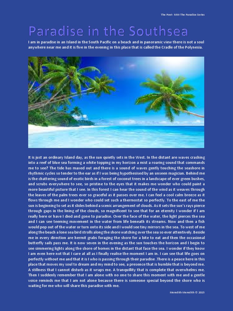 "Paradise Reflections: A Poetic Journey" | PDF | Nature