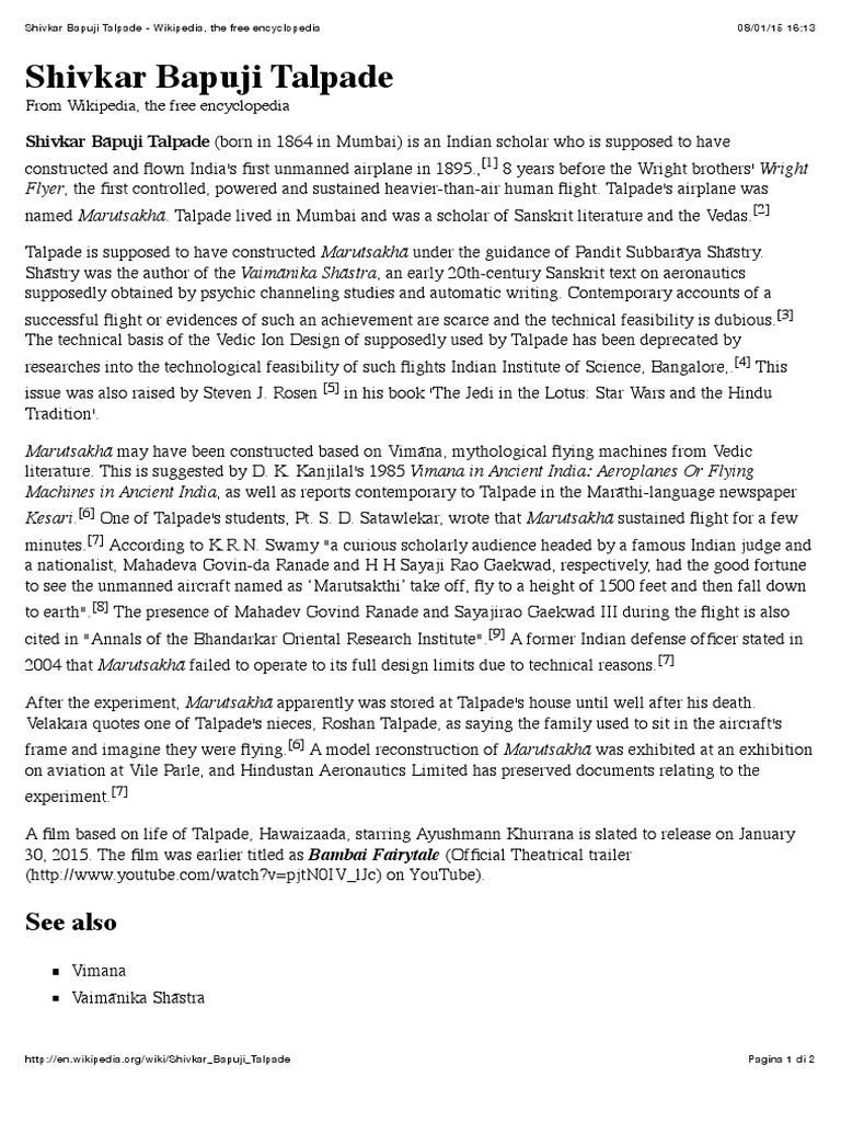 Shivkar Bapuji Talpade - Wikipedia, The Free Encyclopedia PDF | PDF