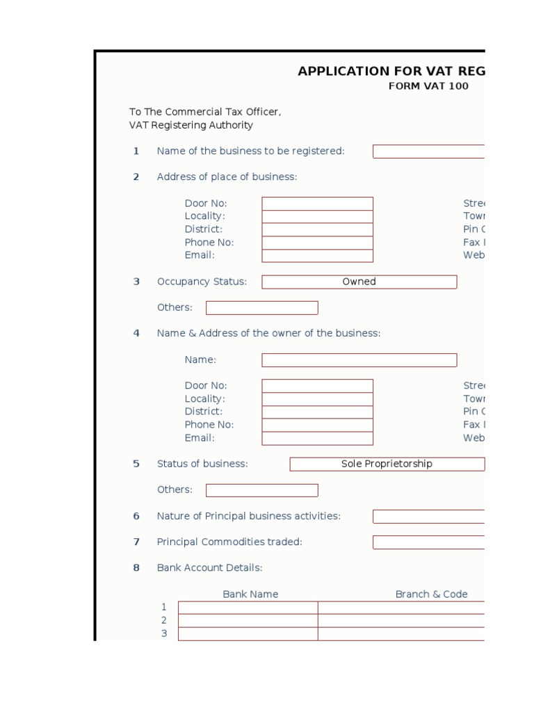 VAT 100 Form | PDF | Value Added Tax | Government Finances