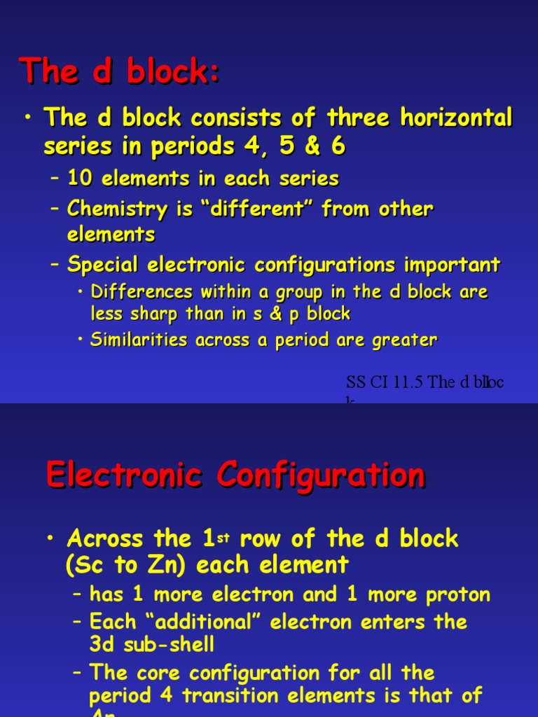 The D-Block | PDF | Catalysis | Electron Configuration