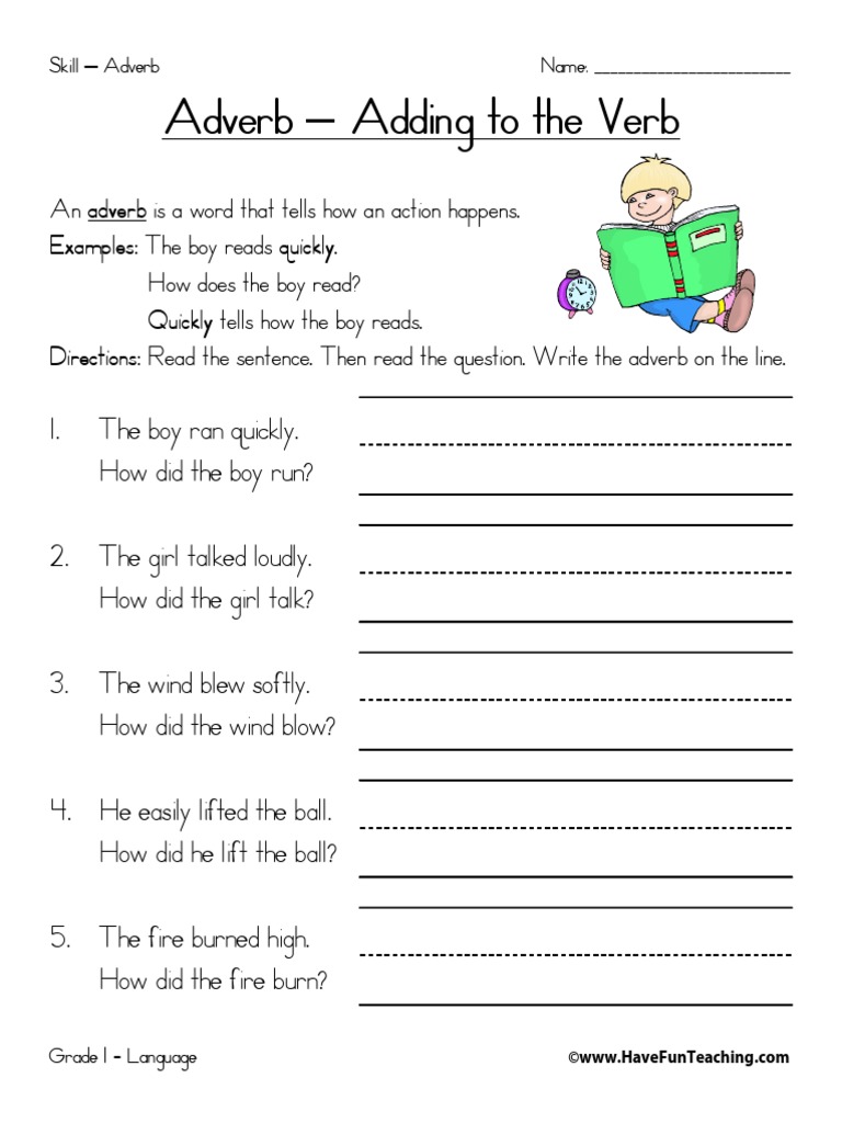 Adverbs Worksheet PDF | PDF | Career & Growth | Language Arts & Discipline