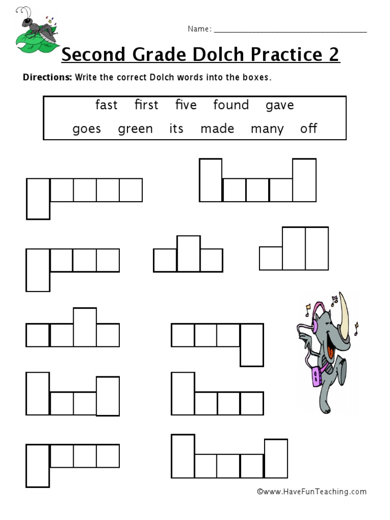 Second Dolch Worksheet 2 PDF | PDF | Career & Growth | Language Arts ...