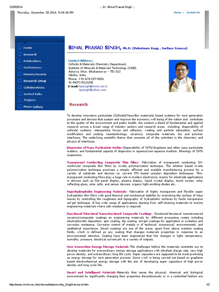 Dr. Bimal Prasad Singh - . | PDF | Thin Film | Energy Storage