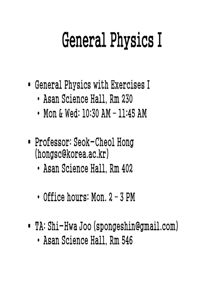 General Physics I 01 | PDF